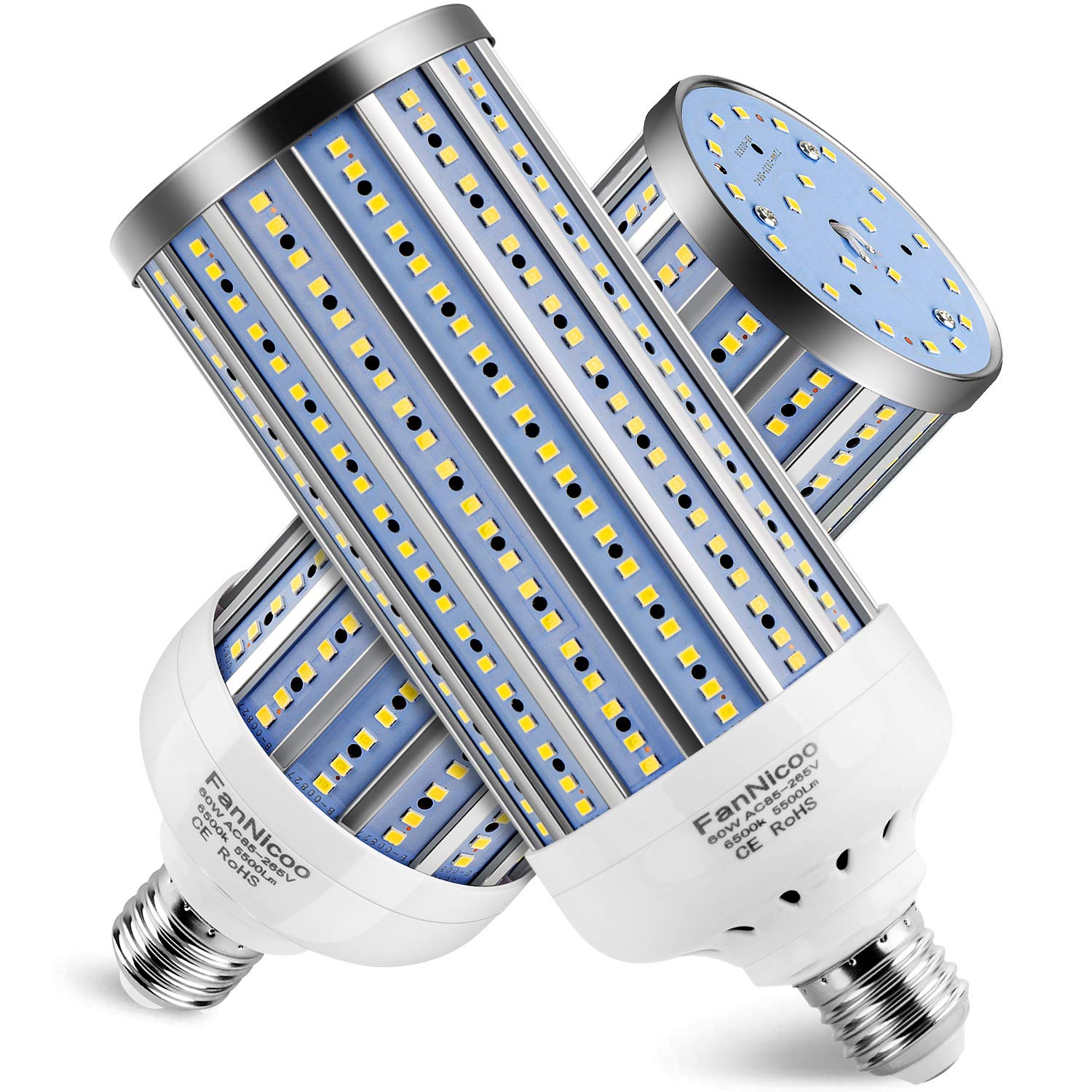 2 Pack 500W Equivalent LED Corn Light Bulb 5500 Lumen 6500K 60W Large ...